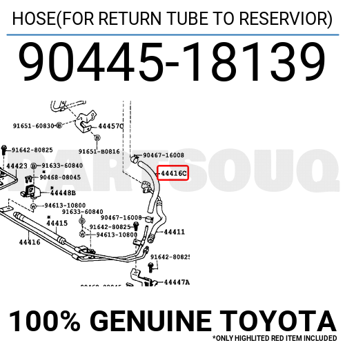 9044518139 Genuine Toyota HOSE(FOR RETURN TUBE TO RESERVIOR) 90445 ...