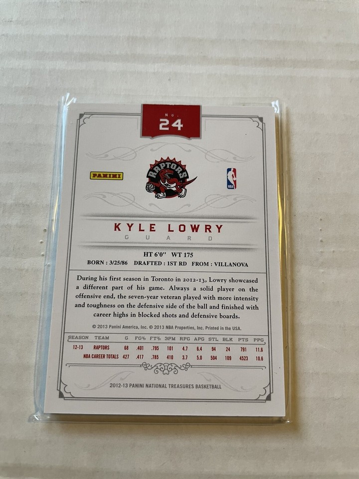 2012-13 Kyle Lowry NATIONAL TREASURES CARD SP PARALLEL #24 14/25 PANINI ...