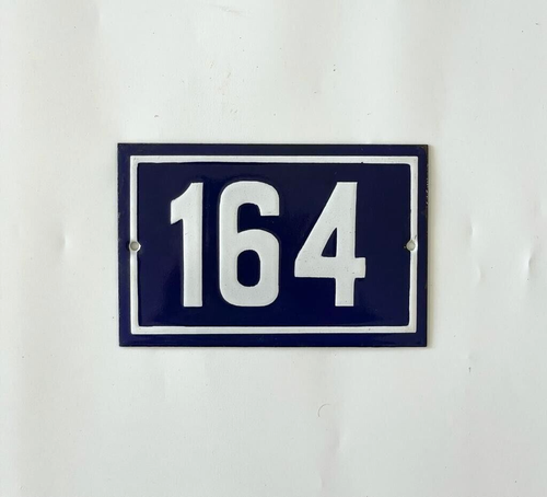 Vintage 1950's Enamel Porcelain Street House Sign 164 Plaque Number ...