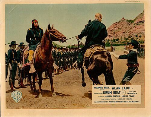 Drum Beat original lobby card Alan Ladd Charles Bronson on horses | eBay
