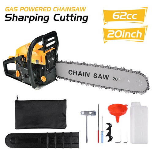 62CC 20" Gasoline Chainsaw Upgraded Wood Cutting Engine Gas Crankcase ...
