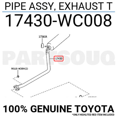 17430WC008 Genuine Toyota PIPE ASSY, EXHAUST T 17430-WC008 | eBay