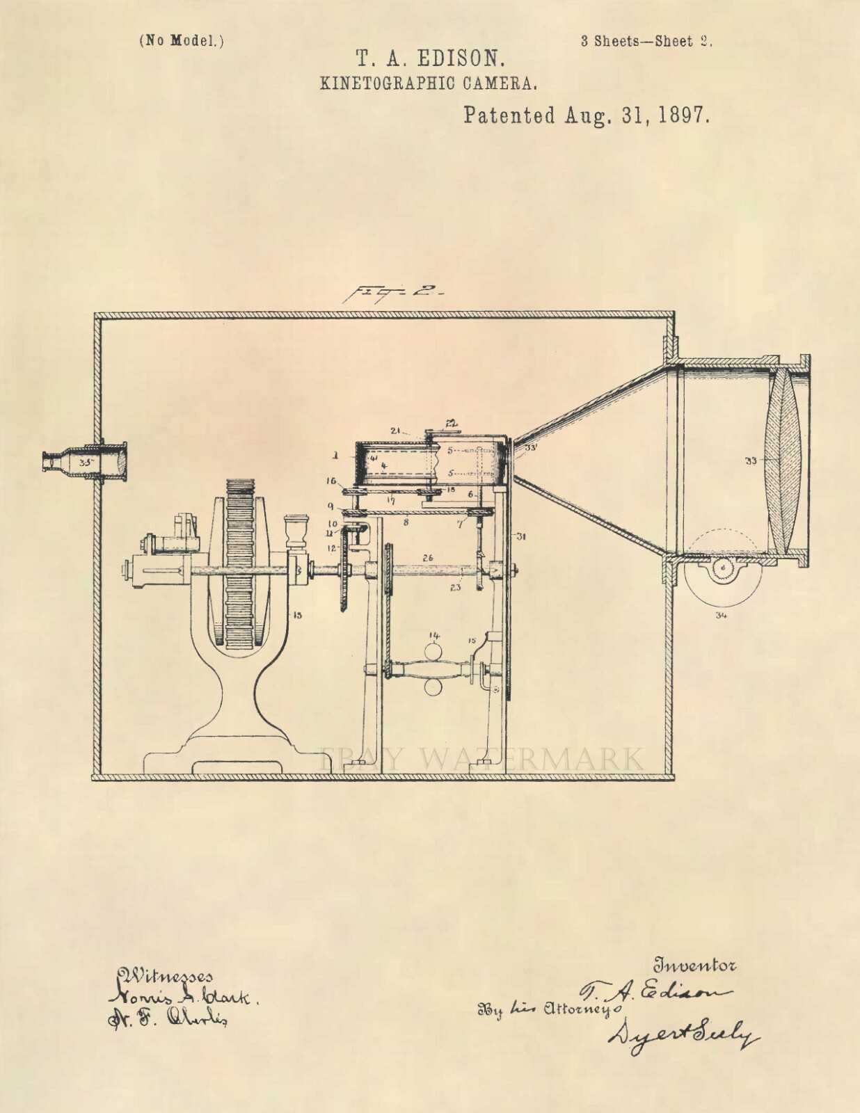 Thomas Edison Motion Picture Camera Patent Art Print - Vintage ...