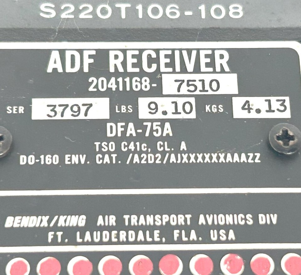 Bendix DFA-75A Aircraft ADF Receiver 2041168-7510 | eBay