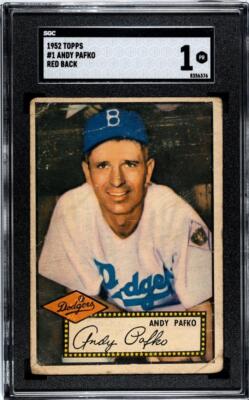 1952 TOPPS BASEBALL ANDY PAFKO RED BACK #1 SGC 1 POOR | eBay