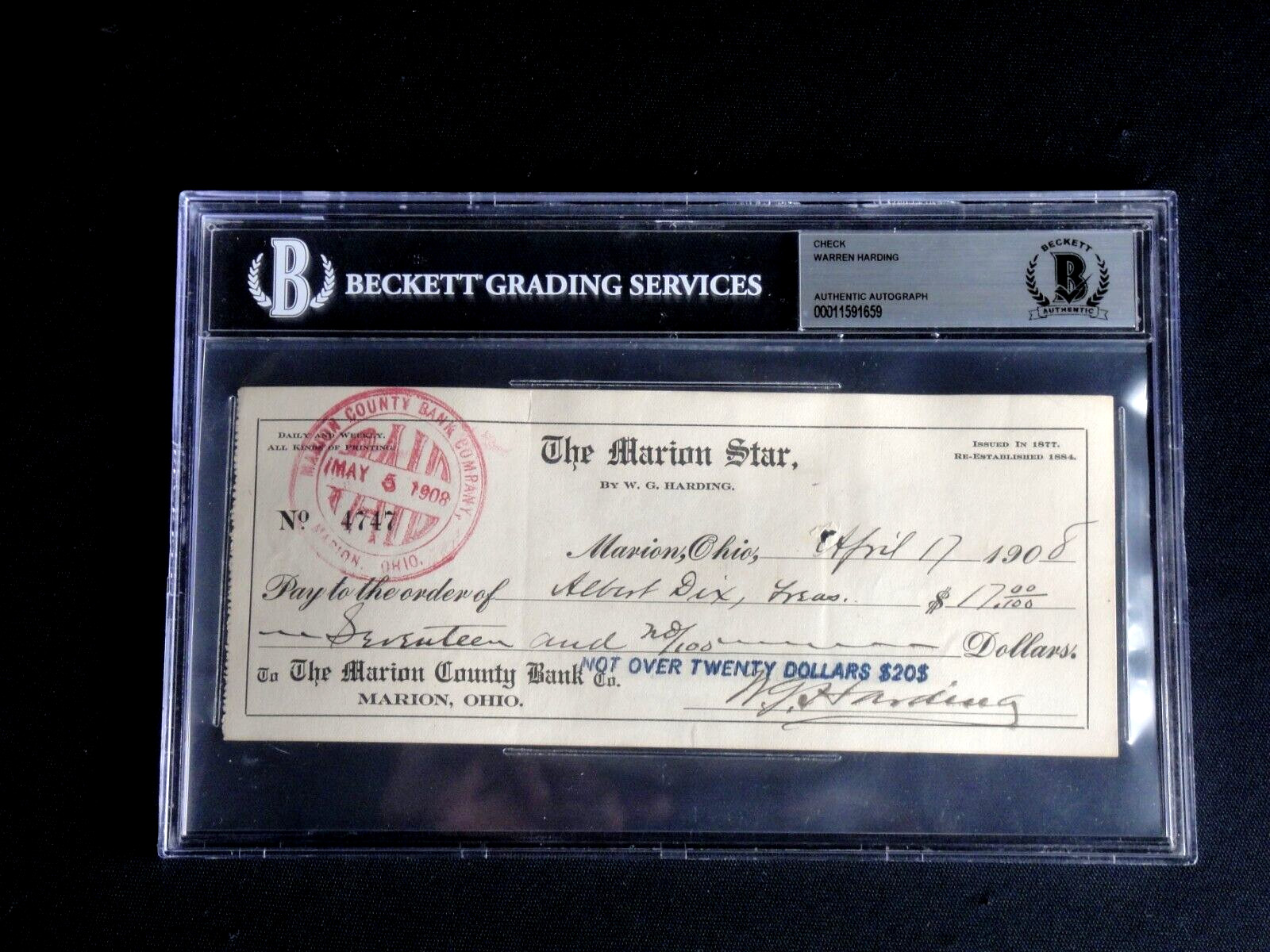 PRESIDENT WARREN HARDING SIGNED BECKETT | Grelly USA