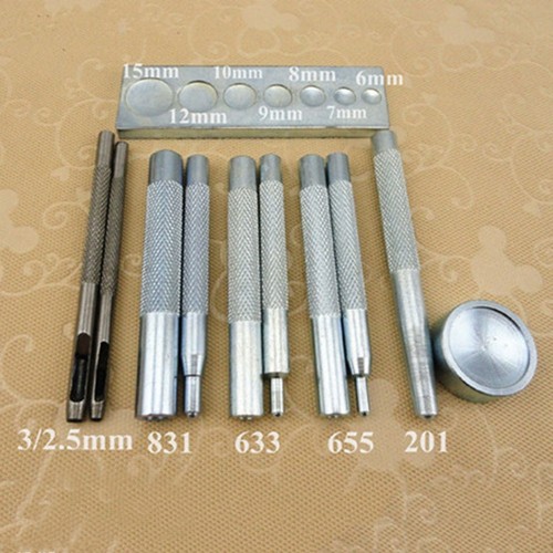 11 Leathercraft DOMED Rivet Snap Stud Setter Tool kit 5/6/7/8/9/10mm # ...