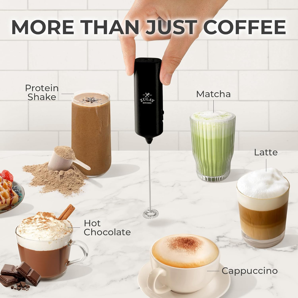 Powerful Mini Froth Milk Frother Wand - Electric Hand Mixer - Portable ...