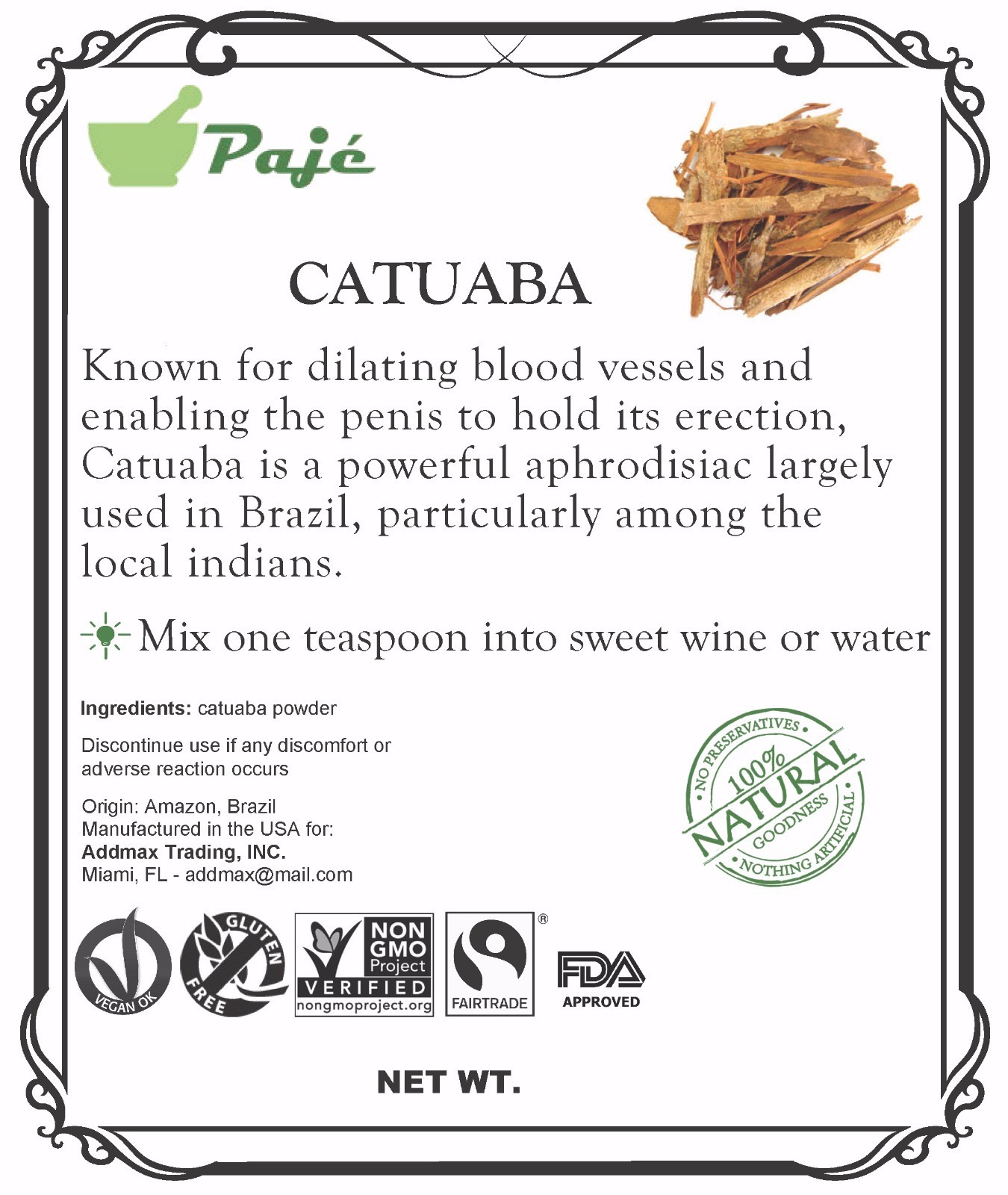 CATUABA tree bark 4oz powder - increase sexual power | eBay