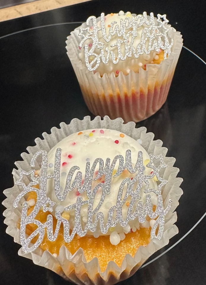 Happy Birthday Glitter Cupcake Topper Pack of 12, Various Colours ...