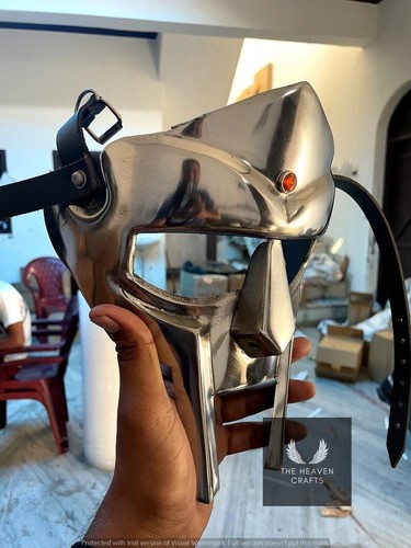 MF Doom Mask Gladiator Mad-villain 18G Steel Brass Face Armor Medieval ...