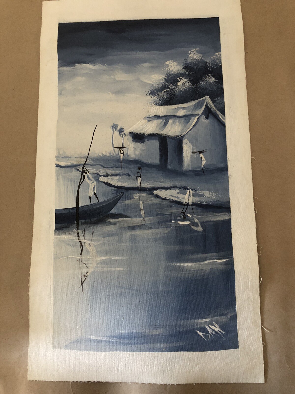 West African Abstract Modern Art Oil Painting "The Coastal Home" OOAC ...