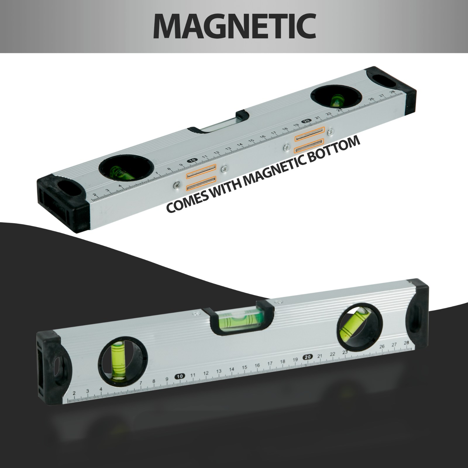 SILVER MAGNETIC 3 PIECE BUILDERS BUILDING SPIRIT LEVEL SET - 300, 600 ...
