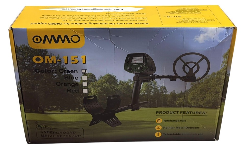 NEW OMMO OM-151 Metal Detector–LCD Display Rechargeable Waterproof Coil ...