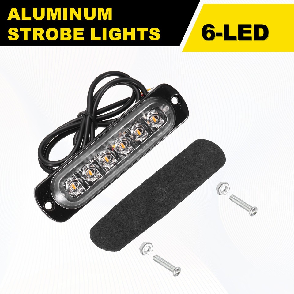 4Pcs 6-LED Aluminum Strobe Lights for Vehicle, Yellow | eBay