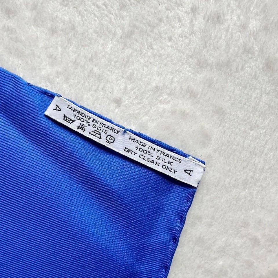 Hermes Scarf CHAPEAU Silk Square 35.2in Blue Very Good Condition Made ...