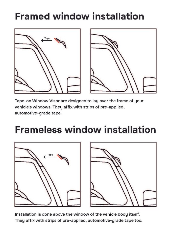 Tape-on Windows Visors Deflector Sun Rain Guard for Infiniti QX50 2-nd ...