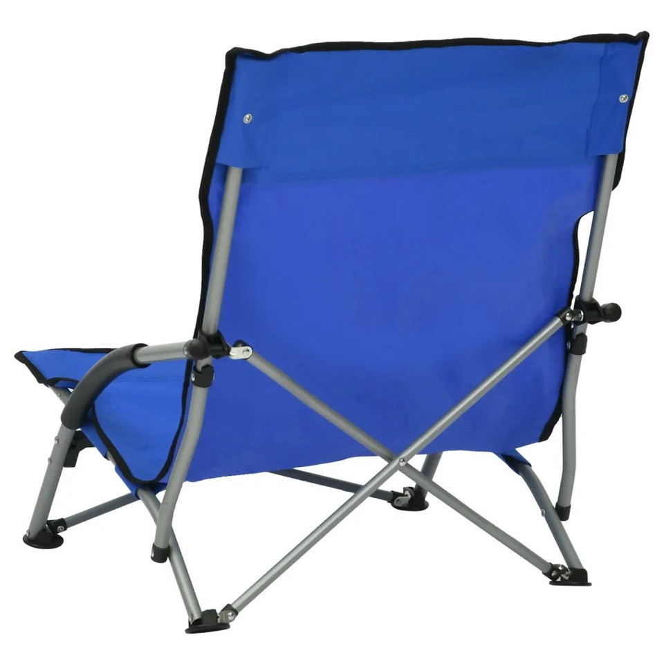 Folding Beach Chairs 2 pcs Blue Fabric Portable Outdoor Seating ...