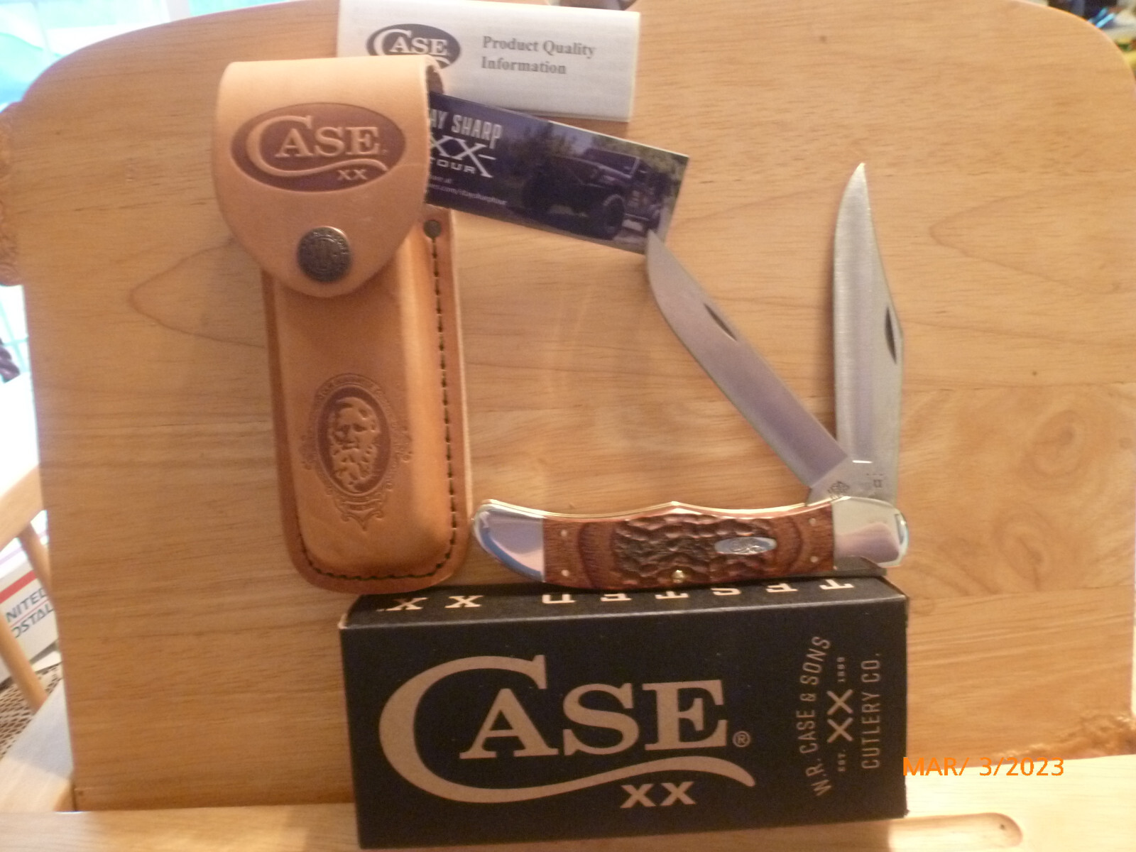 Case XX CA189 Staminawood Folding Hunter 6265SS Pattern w/Leather ...