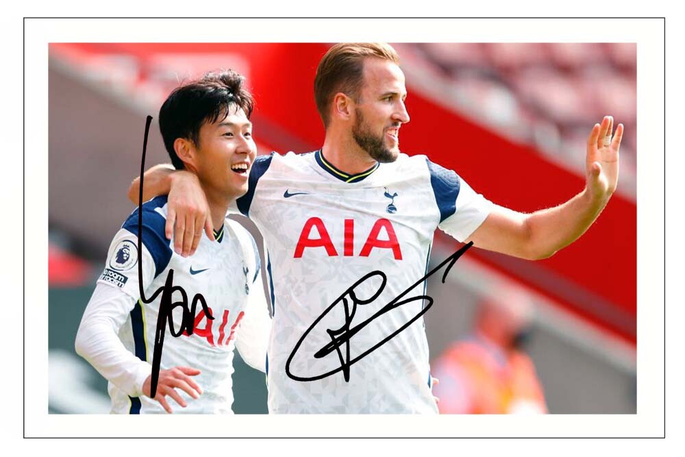 SON HEUNG MIN & HARRY KANE Signed Autograph PHOTO Print TOTTENHAM ...