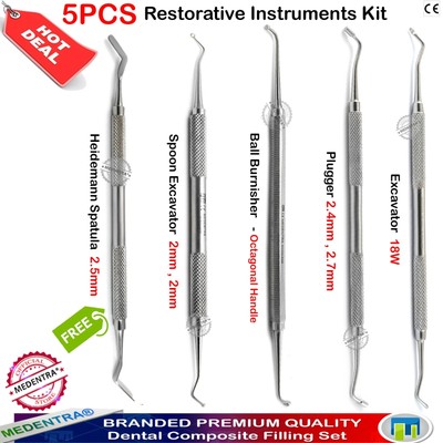 MEDENTRA® Dental Filling Tooth Cavity Restoration Instruments Kit Flat ...