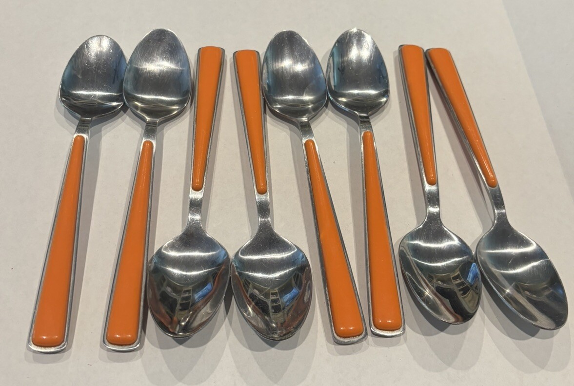 Fiesta Merengue Soup Spoons Flatware Lot of 8 Tangerine Orange ...
