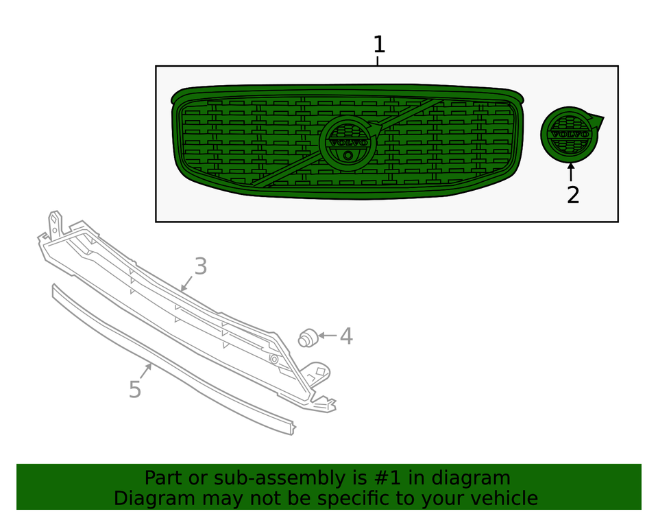 New Genuine Volvo S60 V60 Front Upper Bumper Grill 2019 2020 2021 2022 ...