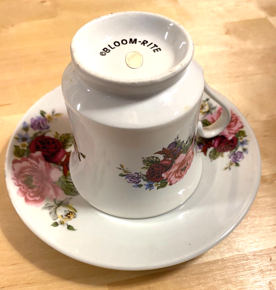 Vintage Bloom-Rite Tea/ Coffee Cup & Saucer Set Rose Flower Pattern | eBay