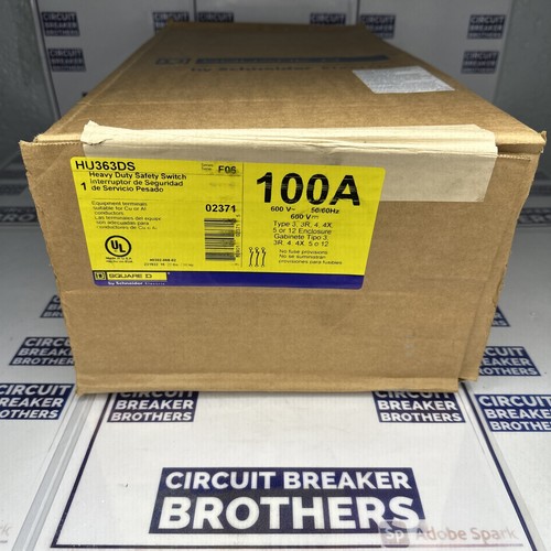 Square D HU363DS 100 Amp 600V 3P 3R 4X Non Fused Heavy Duty Safety ...
