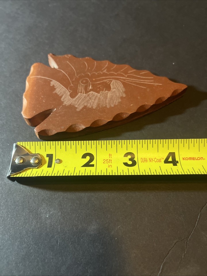 Pipe Stone Carved Indian Chief Profile Arrow Head PIPESTONE Minnesota ...