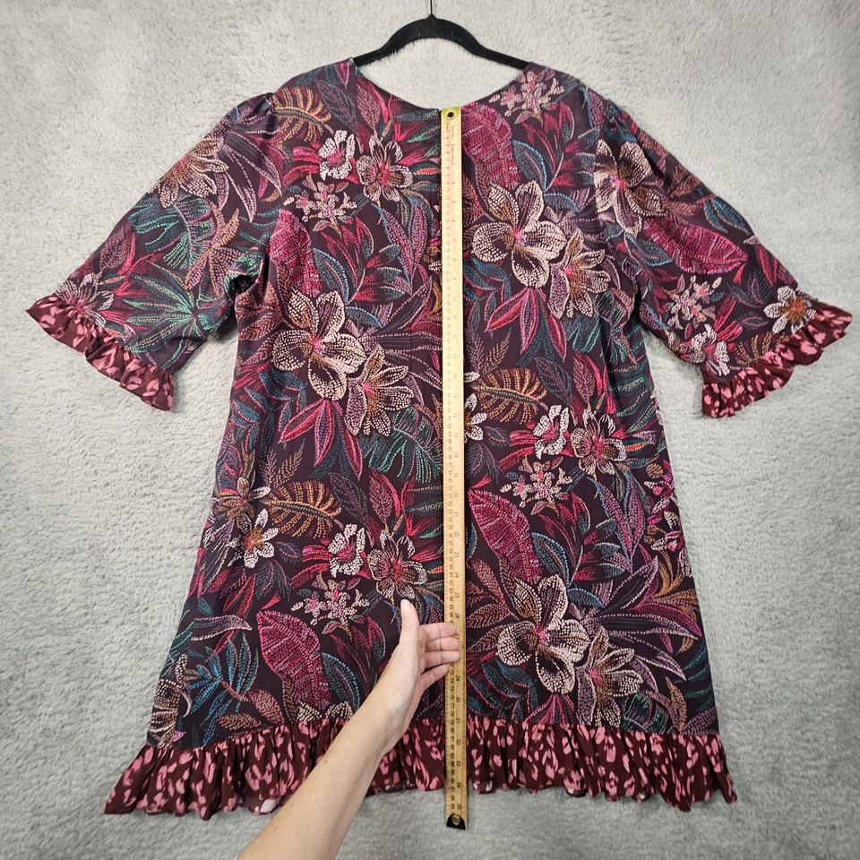 Johnny Was Alicante Silk Tunic Dress XL Floral Tropical Cruise Designer ...