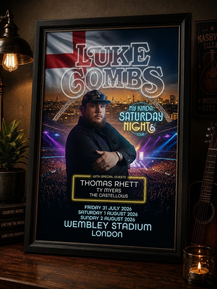 Luke Combs Wembley Stadium London 2026 Poster A4 Gloss Concert Art ...