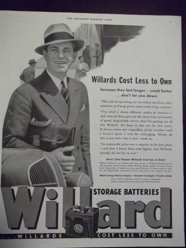 1936 Willard Storage Batteries Advertisement | eBay