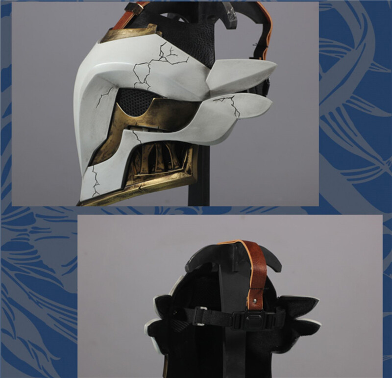 Arcane Ekko Full Mask Cosplay Prop FRP Leather Mask White Halloween 23 ...