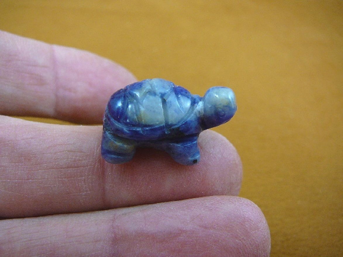 Y-TUR-LA-506) little blue land TURTLE tortoise FIGURINE gemstone BABY ...