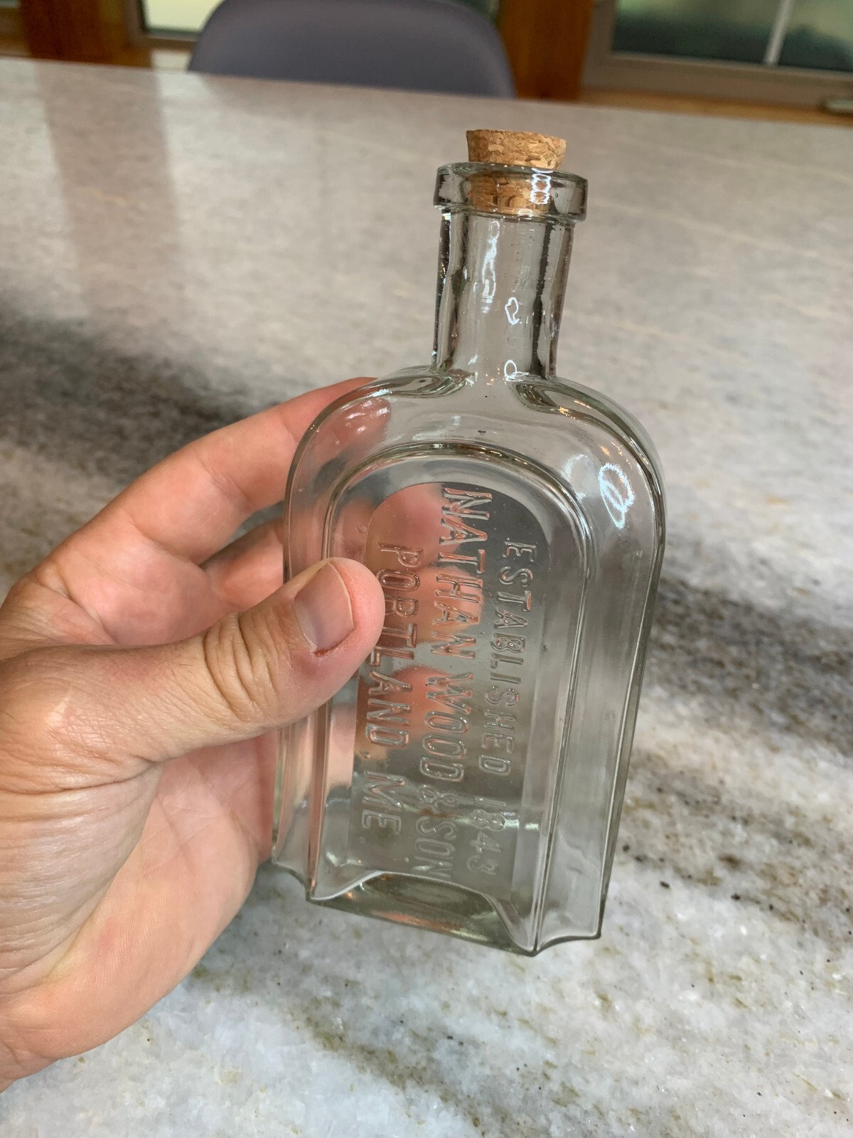 RARE: Antique NATHAN WOOD & SON Glass Bottle PORTLAND, MAINE Embossed ...