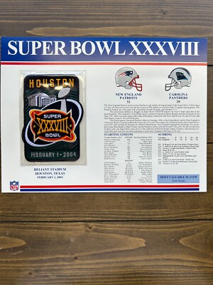 The Official NFL Super Bowl Patch Collection Super Bowl 38 Patriots vs ...