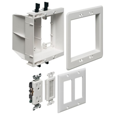 Arlington TVBU505K 2-Gang Recessed Outlet Power and Low Voltage TV Box ...