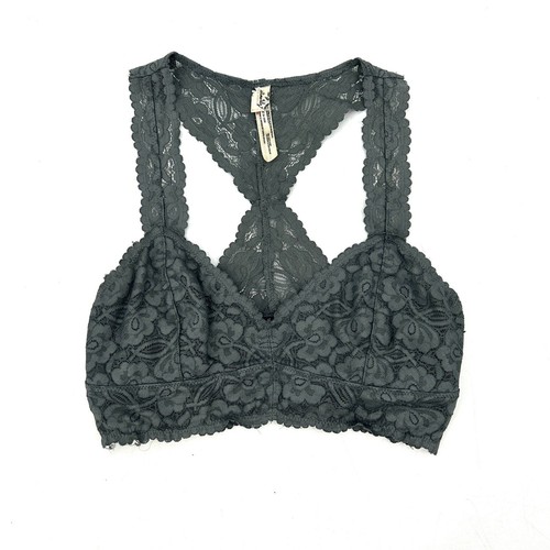 FREE PEOPLE Intimately Gray Lace Racerback Bralette Bra Size Small | eBay