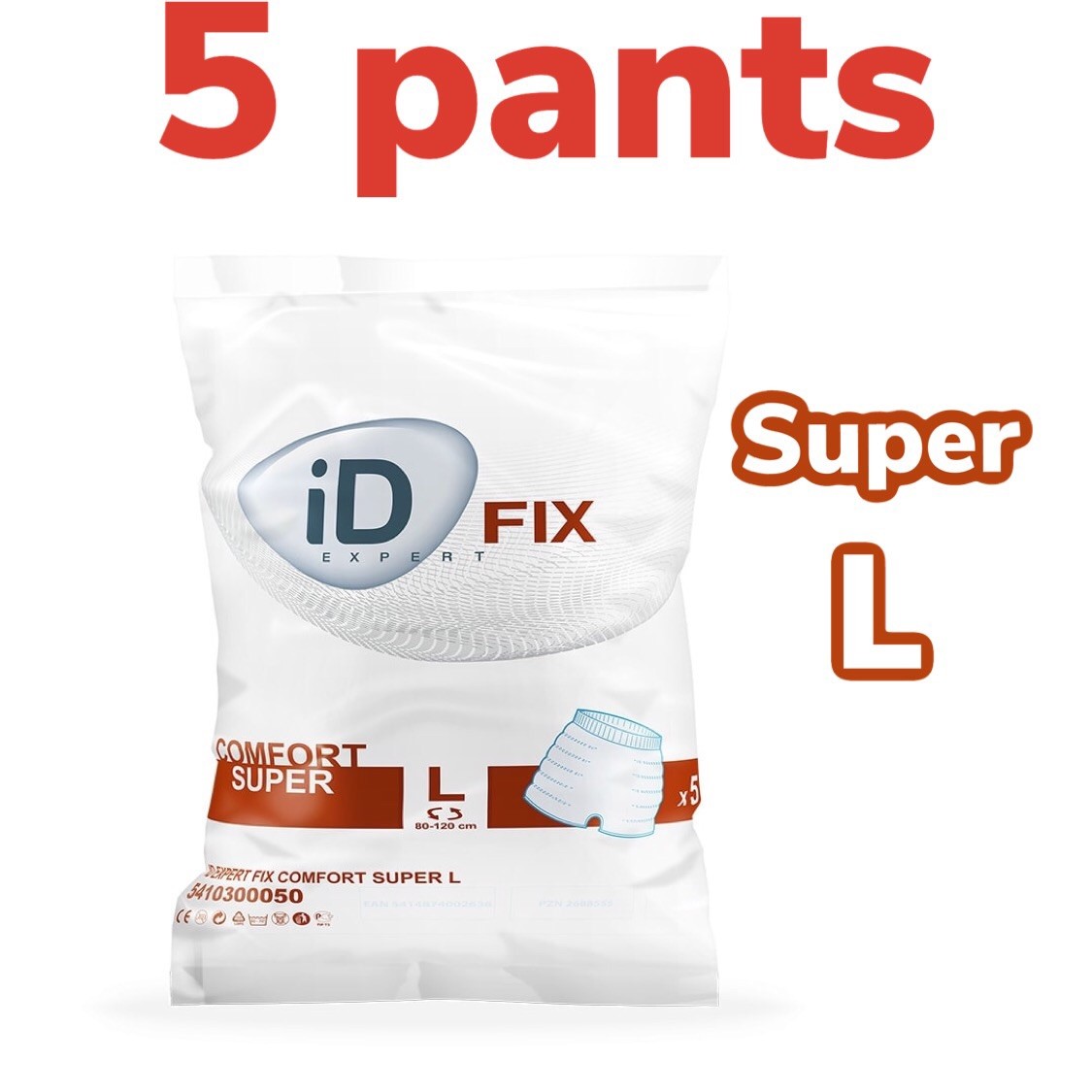 iD Expert Fix Comfort Super Large Pack of 5 Incontinence Aid Adult ...