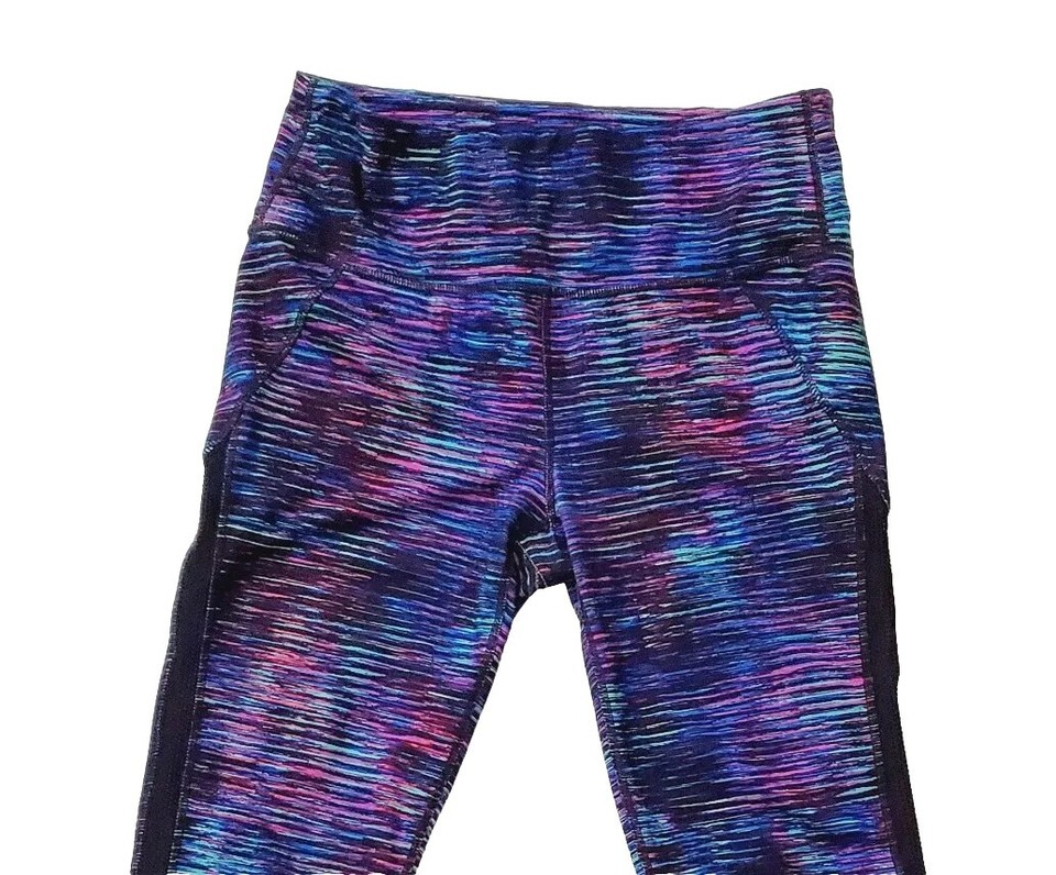 Athleta Medium High Rise Interstellar Mesh Chat 7/8 Tight Black Space ...