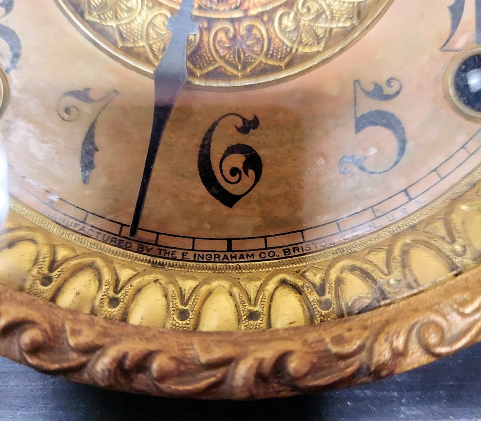ANTIQUE RARE E. INGRAHAM 8 DAY WINDUP MANTLE CLOCK GONG 1885-1915 ...