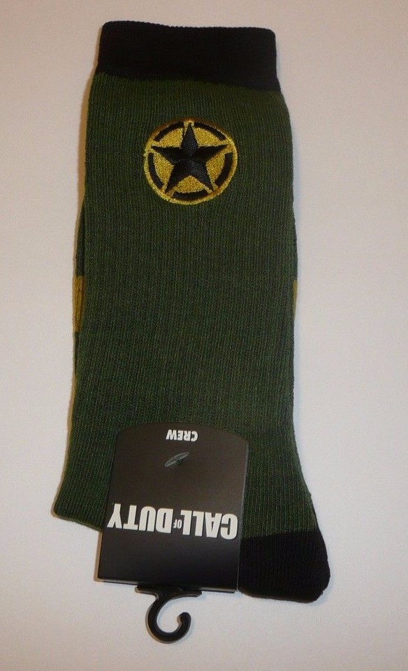 Call of Duty WWII Men's 1 Pair Crew Socks - Military Star Embroidered ...
