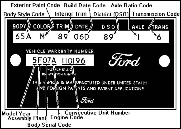 NEW! Ford Fairlane Mustang Warranty Door Data Plate 1966-1967 Punched ...