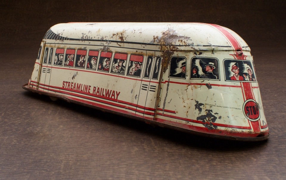 Pull Toy Streamline Railway Tin Toy Train by Wolverine Supply ...