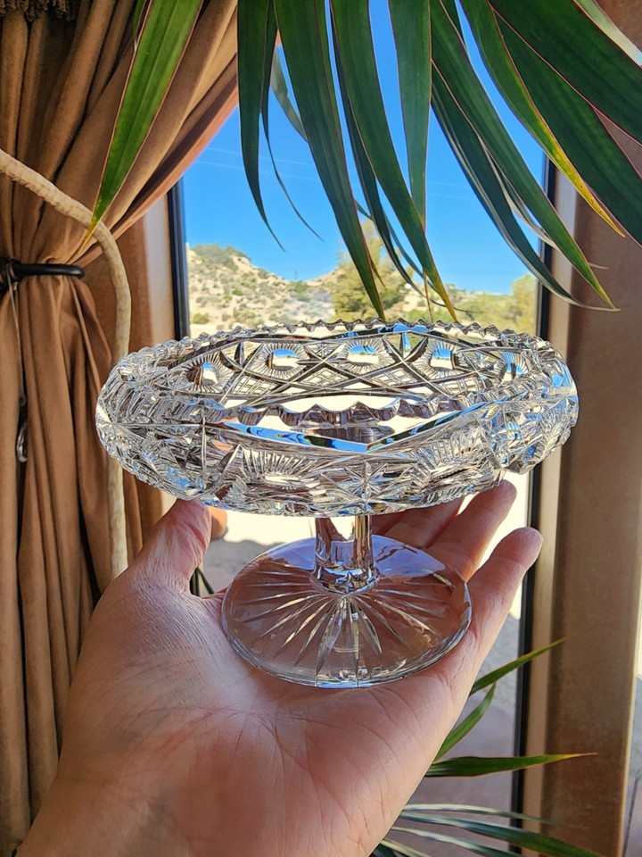 Compote ABP American Brilliant Period Cut Glass Crystal Sawtooth Edge ...