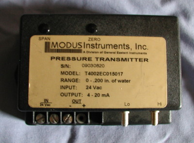 Modus Differential Pressure Transmitter 0 to 0.200 in. H2O Model # T40 ...