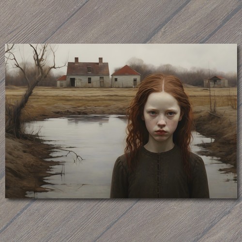 4x6" Weird Creepy Vintage Vibe Scary Girl Halloween Redhead Unusual | eBay