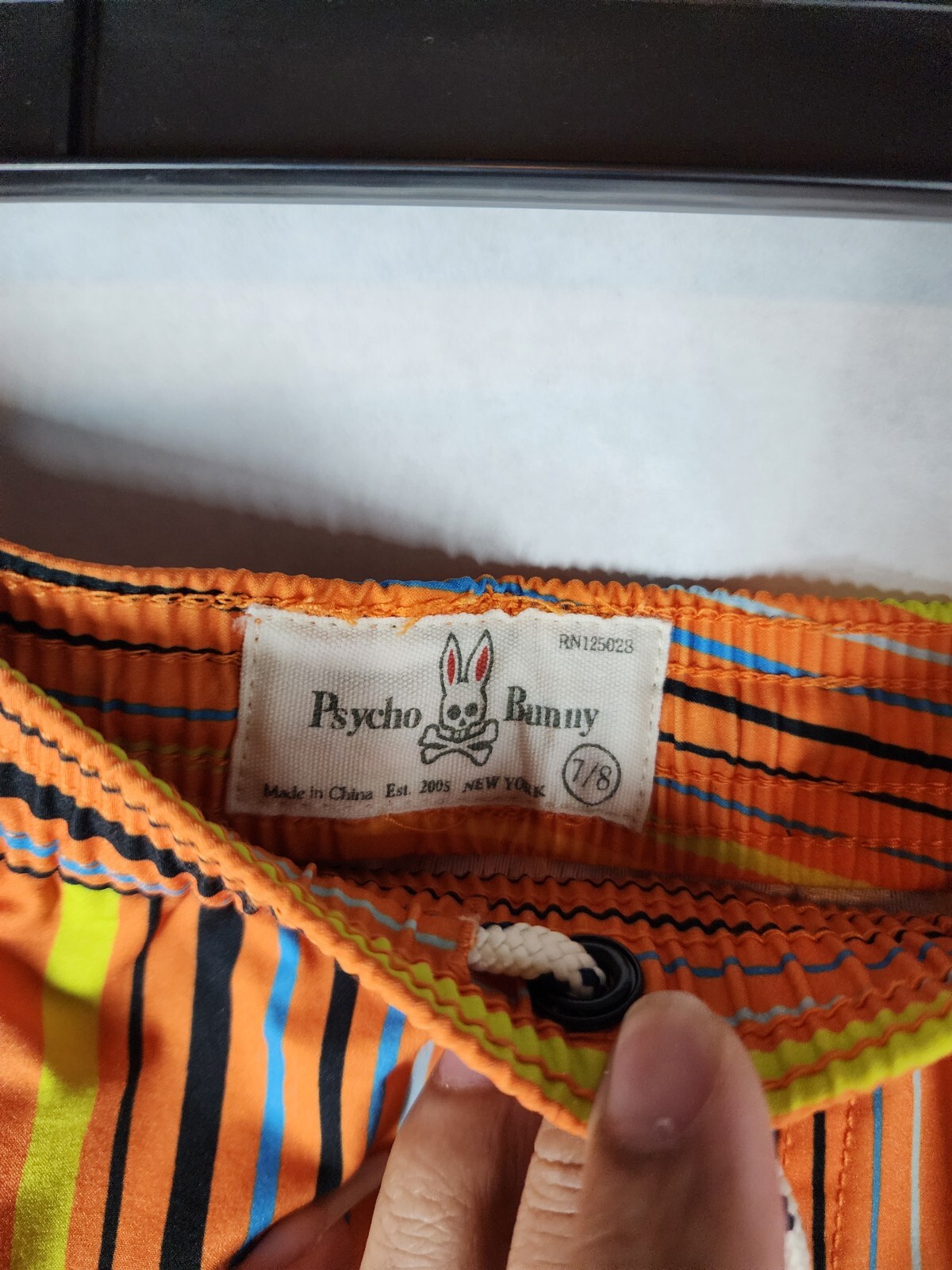 Psycho Bunny Swim Trunks Boys Size 7/8 Multicolor Vertical Stripe Logo ...