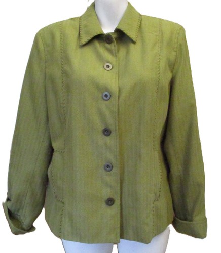 Coldwater Creek Lime Green Luminous Herringbone Lightweight Jacket ...